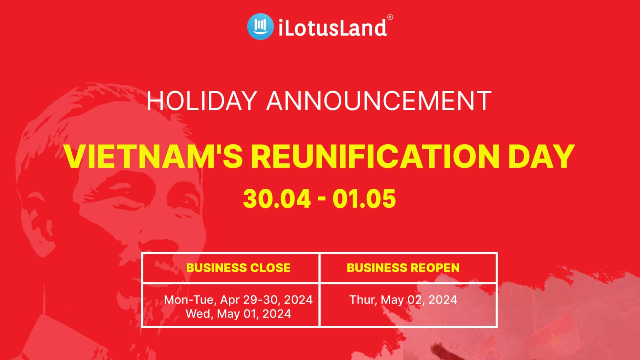 iLotusLand announces public holidays on April 30th and May 1st, 202